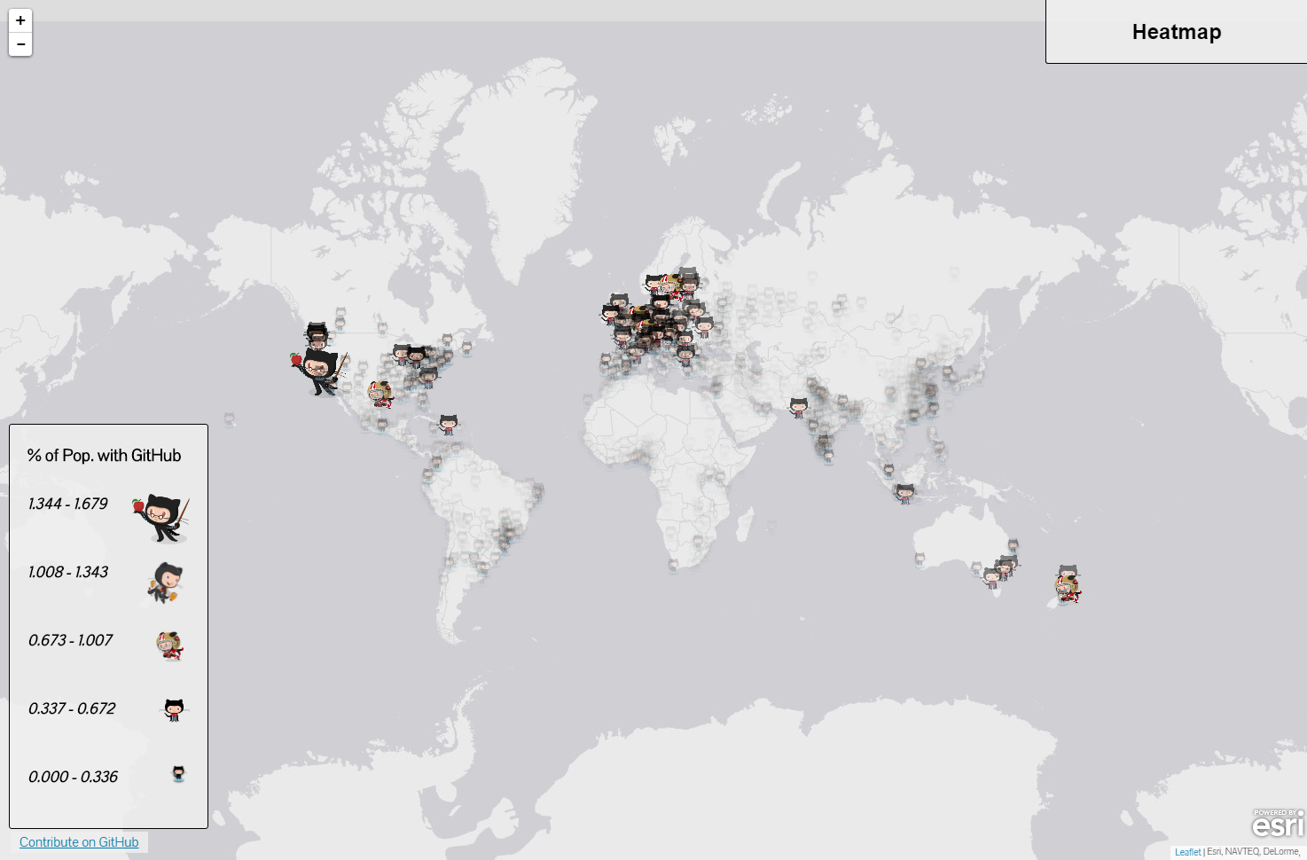 人口あたりのGitHub使用率を世界地図で見ることができる「GitHub Mapping」 | WordPressのための便利帳